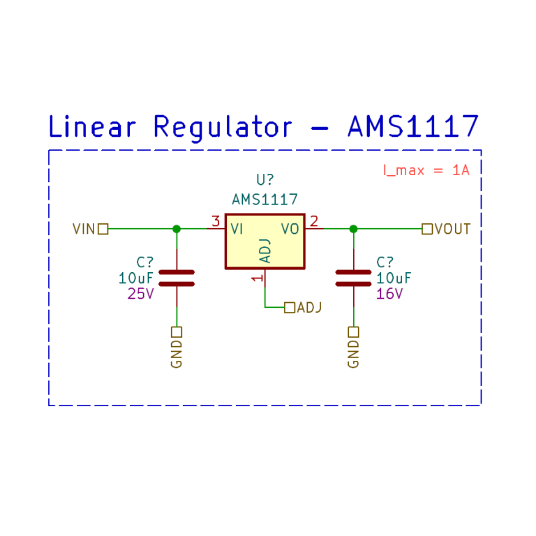 Adjustable Linear Regulator Module - AMS1117-ADJ for KiCAD — Proto ...